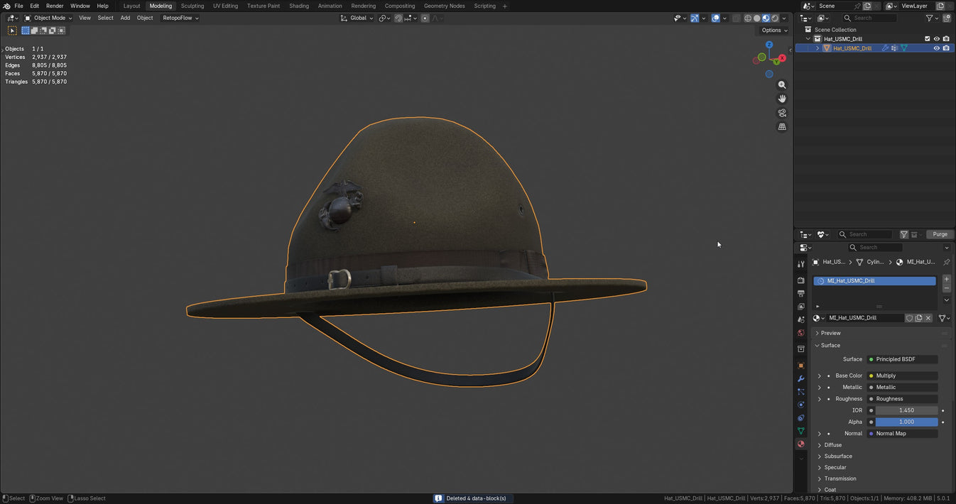 USMC DRILL INSTRUCTOR HAT - Low Poly 3D Model | Game-Ready Asset ...