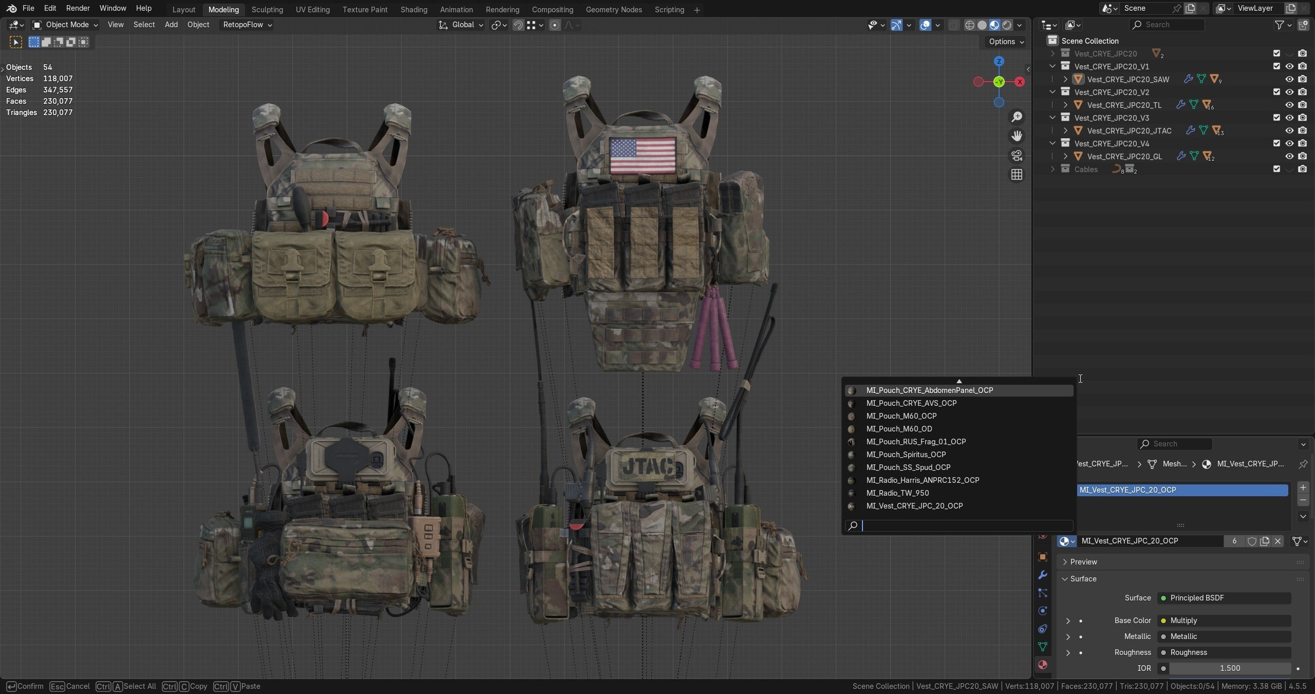 CRYE JPC 2 PLATE CARRIER BUNDLE - Low Poly 3D Model Game-Ready Asset ...