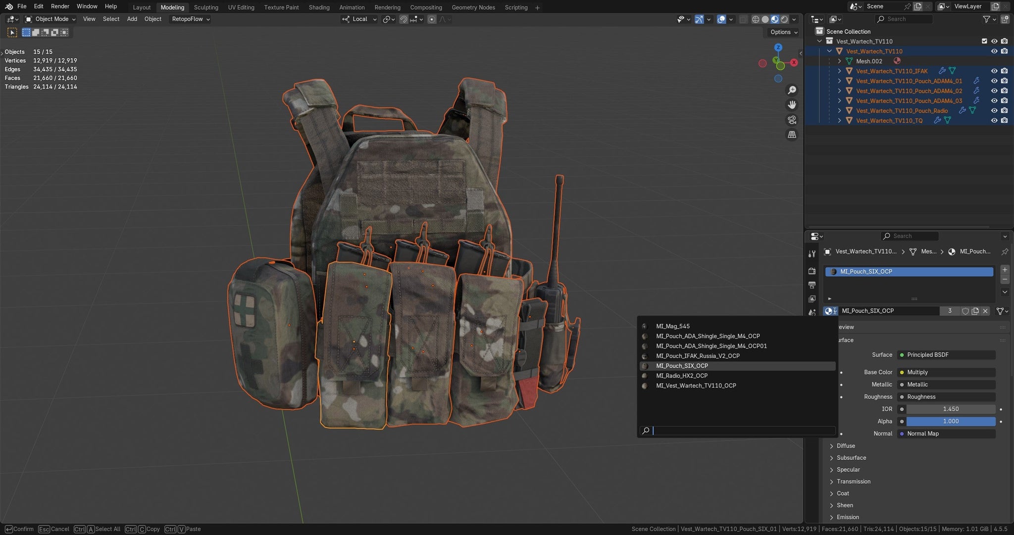 WARTECH TV 110 LBS PLATE CARRIER VEST - Low Poly 3D Model | Game-Ready ...